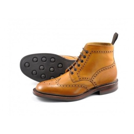 Loake Burford 2 tan 6 eye brogue boot dainite sole UK Men's Size 8